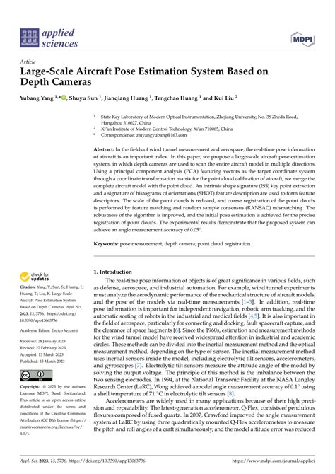 Pdf Large Scale Aircraft Pose Estimation System Based On Depth Cameras