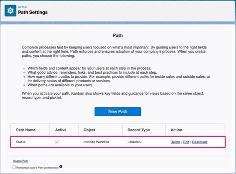 Configure Workflow Status Path Component Ironclad
