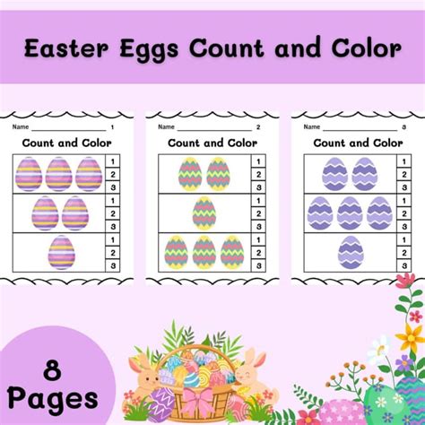 Easter Count And Color Math Worksheets Classroom Activities No Prep