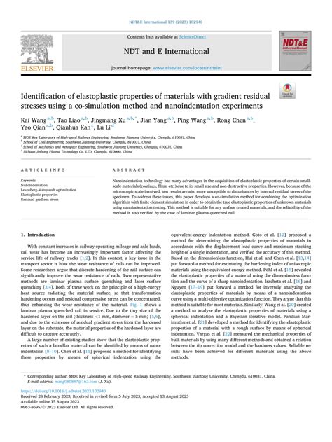 Pdf Identification Of Elastoplastic Properties Of Materials With Gradient Residual Stresses