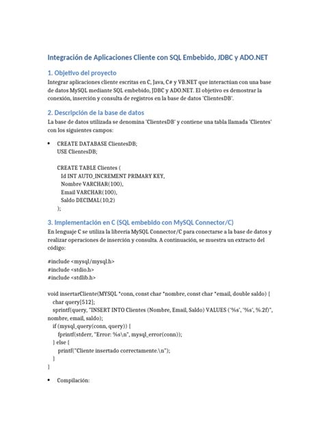 Integracion Sql Jdbc Adonet Pdf Sql Mi Sql