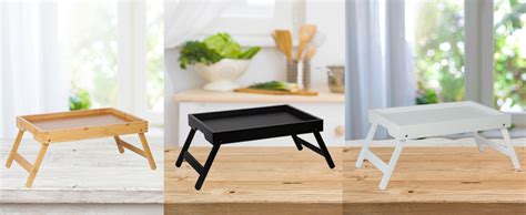Asuthzon Bed Tray Table With Foldable Legs Breakfast Food