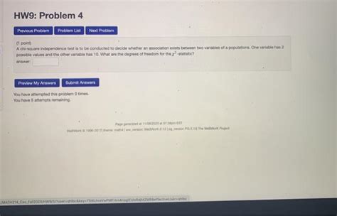Solved Hw9 Problem 4 Previous Problem Problem List Next