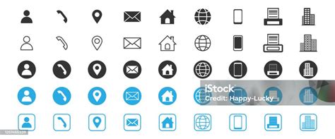 문의 정보를 위한 아이콘 비즈니스 집합입니다 전화 팩스 모바일 스마트 폰 이메일 위치 집 지구 주소 사무실 프로필 웹 사이트 플랫 디자인 원 모양입니다 벡터 그림입니다