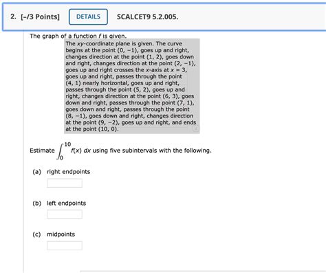 solved 2 [ 13 points] details scalcet9 5 2 005 the graph