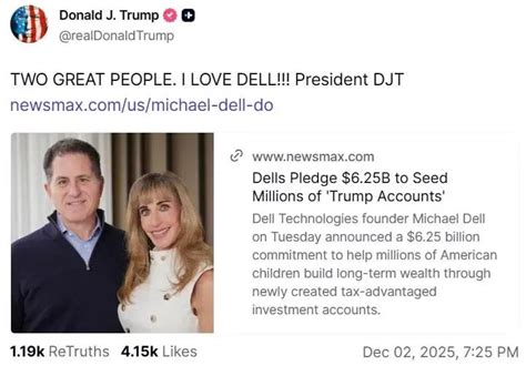 Trump Showers Praise On Michael And Susan Dell Following 625b