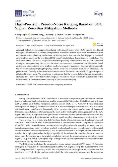 Pdf High Precision Pseudo Noise Ranging Based On Boc Signal Zero