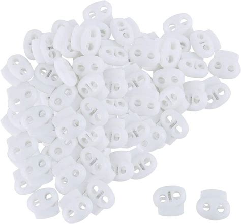50 Pcs Plastic Cord Locks Spring Stopper Double Hole Toggle Fastener Stopper Rope End For