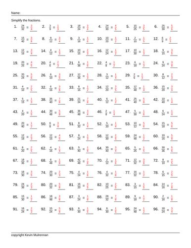 Simplifying Fractions 100 Worksheets With Answers Maths Mathematics Ks2 Teaching Resources