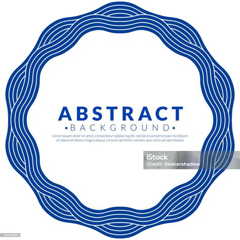 추상 워터 라인 라운드 프레임 흰색 배경에 격리된 파란색 물결 패턴이 있는 원형 프레임 일본식 개념입니다 테두리 템플릿입니다 0명에 대한 스톡 벡터 아트 및 기타 이미지