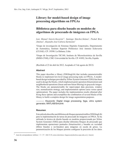 Pdf Library For Model Based Design Of Image Processing Algorithms On