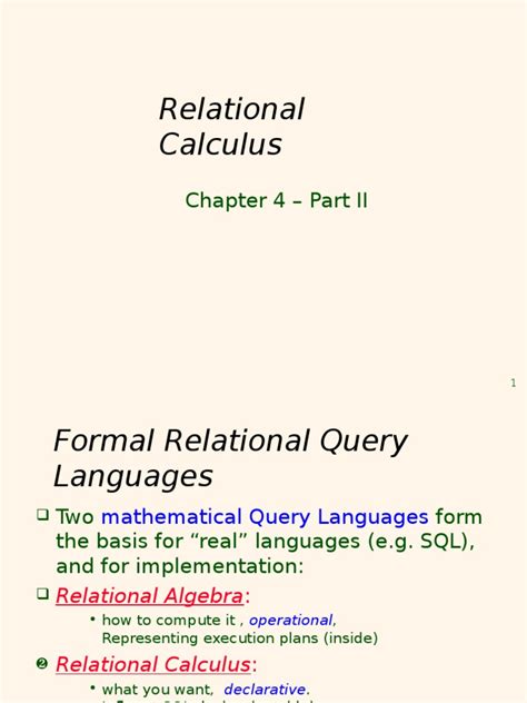 Relational Calculus Chapter 4 Part Ii Pdf Relational Model