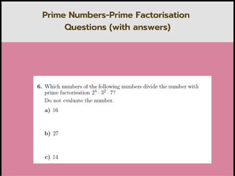 Prime Numbers Prime Factorisation Bundle Teaching Resources