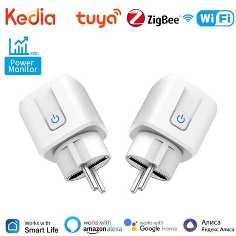 Tuya Zigbee WiFi Smart Plug A EU Smart Socket With Power Monitor Voice Control Smart