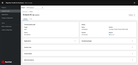 chapter 3 using the web console to analyze applications migration