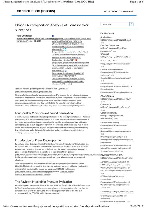 Pdf Phase Decomposition Analysis Of Loudspeaker Vibrations Comsol