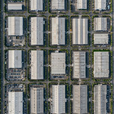 Aerial View Of An Industrial Complex Displaying A Grid Like Pattern Of