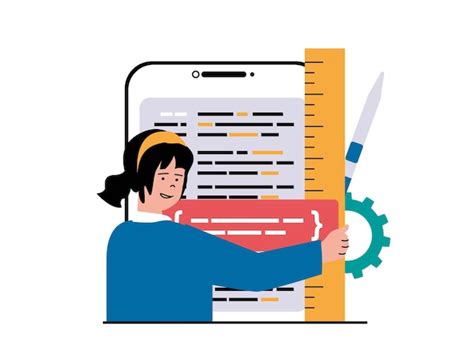 conceito de software de programação com situação de personagem mulher