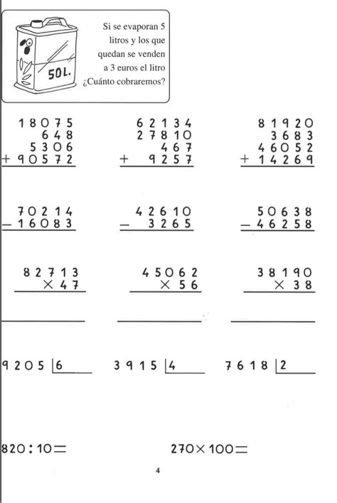 Matem Aticas Ejercicios Para Imprimir