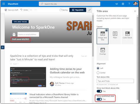 Adding The Published Date To A Sharepoint Online Page Header One