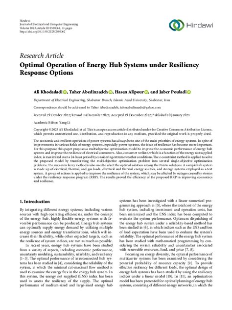 Pdf Optimal Operation Of Energy Hub Systems Under Resiliency Response