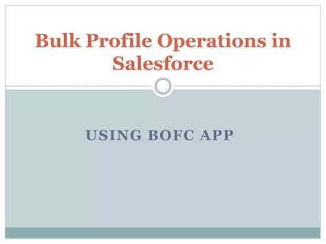 Bulk Profile Operations In Salesforce Using Bofc App Ppt