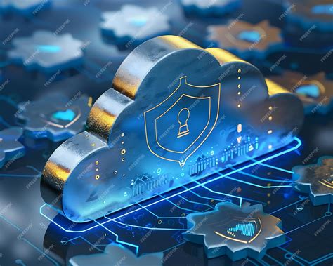 cybersecurity cloud protected by multiple shields premium ai generated image