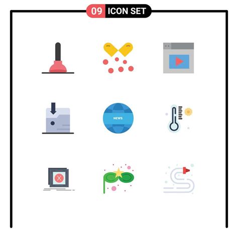 9 flat color concept for websites mobile and apps temperature global