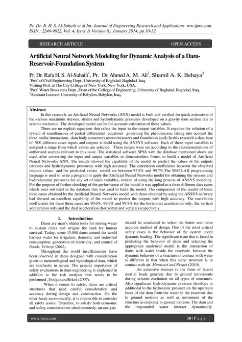 Pdf Artificial Neural Network Modeling For Dynamic Analysis Of A Dam Reservoir Foundation System
