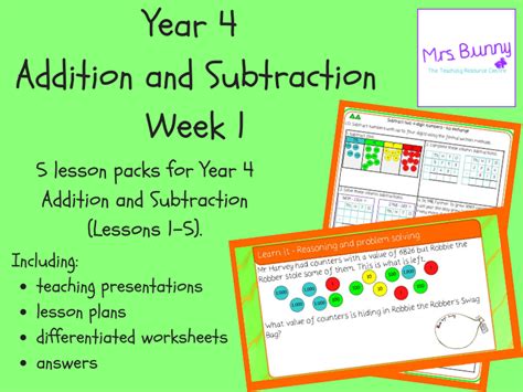 Year 4 Addition And Subtraction Week 1 By Mrssbunny Teaching Resources
