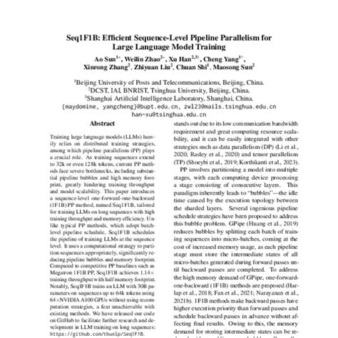 seq1f1b efficient sequence level pipeline parallelism for large language model training acl