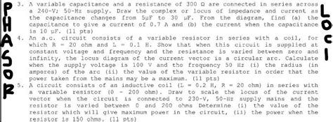 Solved Nor А 3 A Variable Capacitance And A Resistance Of