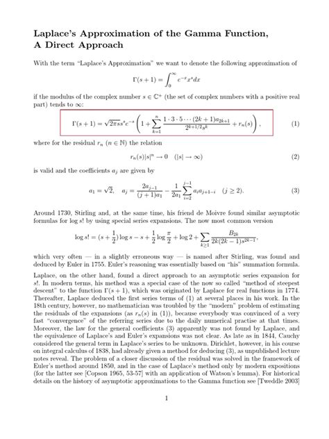 laplace s approximation of the gamma function pdf laplace transform
