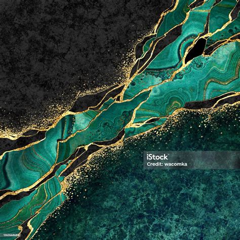 황금 정맥 일본 킨츠기 기술 가짜 그린 인공 돌 질감 대리석 표면 디지털 마블링 일러스트와 추상 검은 대리석 녹색 말라카이트 배경 대리석에 대한 스톡 사진 및 기타 이미지