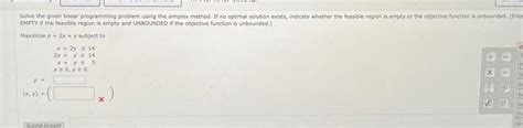 Solved Solve The Given Linear Programming Problem Using The