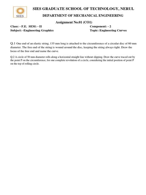 Assignments Nos 1 To 8 Engg Graphics Pdf Geometry Elementary