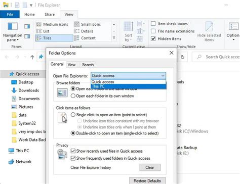 How Make File Explorer Open To This PC Instead Of Quick Access Windows