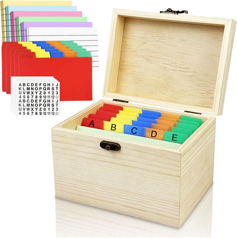 Drastar Index Card Holder 3x5 Index Card Box Wooden Index Card Organizer With 45