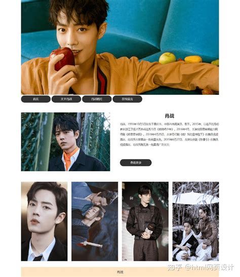 Html学生个人网站作业设计成品 Htmlcss肖战明星人物介绍网页 Web结课作业的源码 知乎