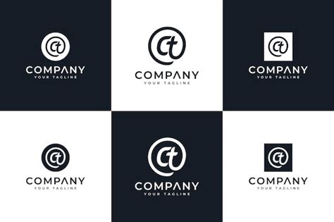 모든 용도를 위한 편지 Ct 로고 창의적인 디자인 세트 프리미엄 벡터