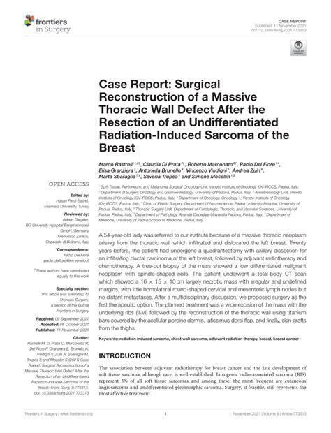Pdf Case Report Surgical Reconstruction Of A Massive Thoracic Wall Defect After The Resection