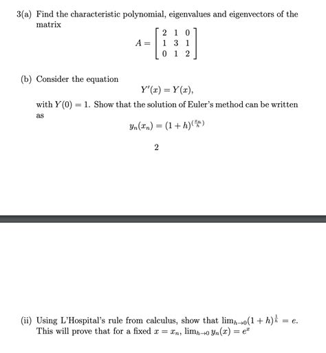 Solved 3a Find The Characteristic Polynomial Eigenvalues