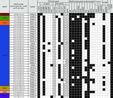 detailed distribution of mlst genotypes sccmec types download