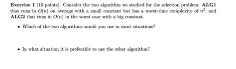 Solved Exercise 1 10 Points Consider The Two Algorithm We