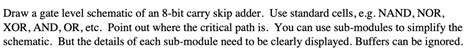 Draw A Gate Level Schematic Of An 8 Bit Carry Skip Adder Use Standard Cells Eg Nand Nor
