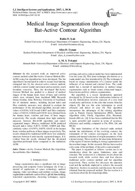 Pdf Medical Image Segmentation Through Bat Active Contour Algorithm