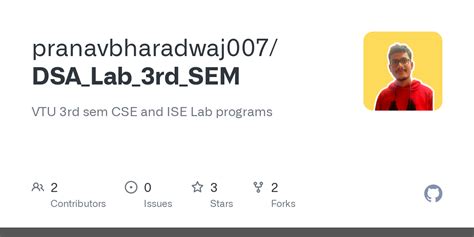 GitHub Pranavbharadwaj DSA Lab Rd SEM VTU Rd Sem CSE And ISE Lab Programs