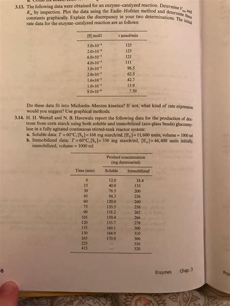 3 13 the following data were obtained for an