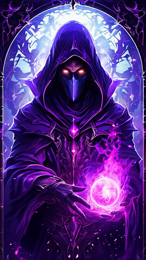 Make In A Tarot Card Style A Evil Warlock With A Mask Using By