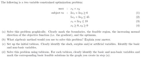 Solved The Following Is A Two Variable Constrained